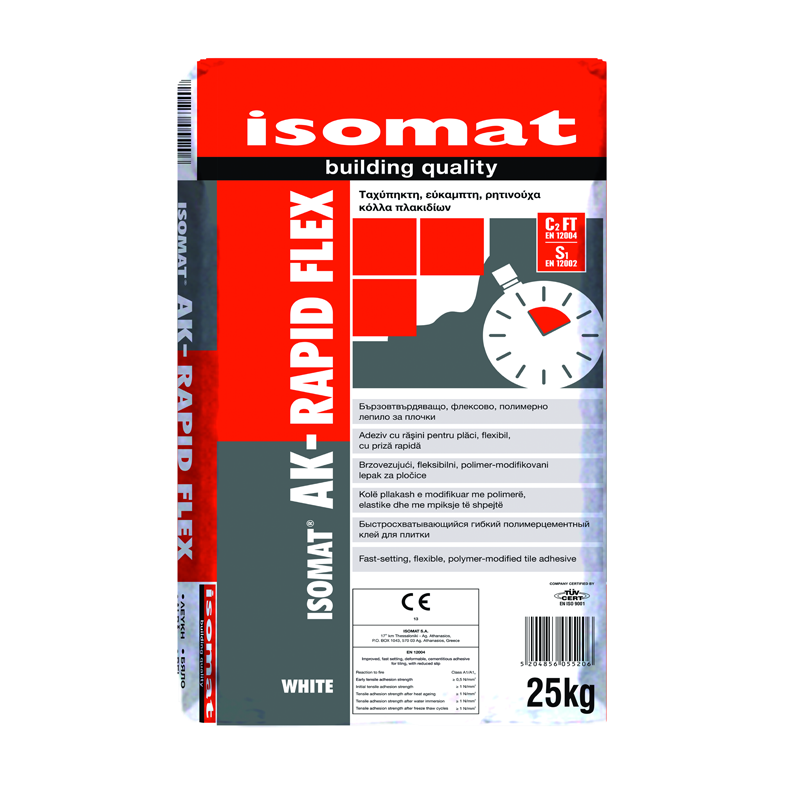 Isomat AK-Rapid Flex Rapid Set Flexible High Performance Polymer Modified S1 Tile Adhesive White ...